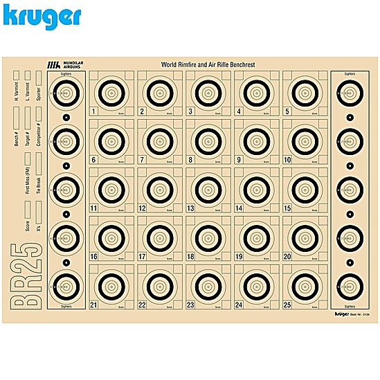 Achetez en ligne Cible Benchrest 25m Kruger 42X29.7cm 100pcs de la ...